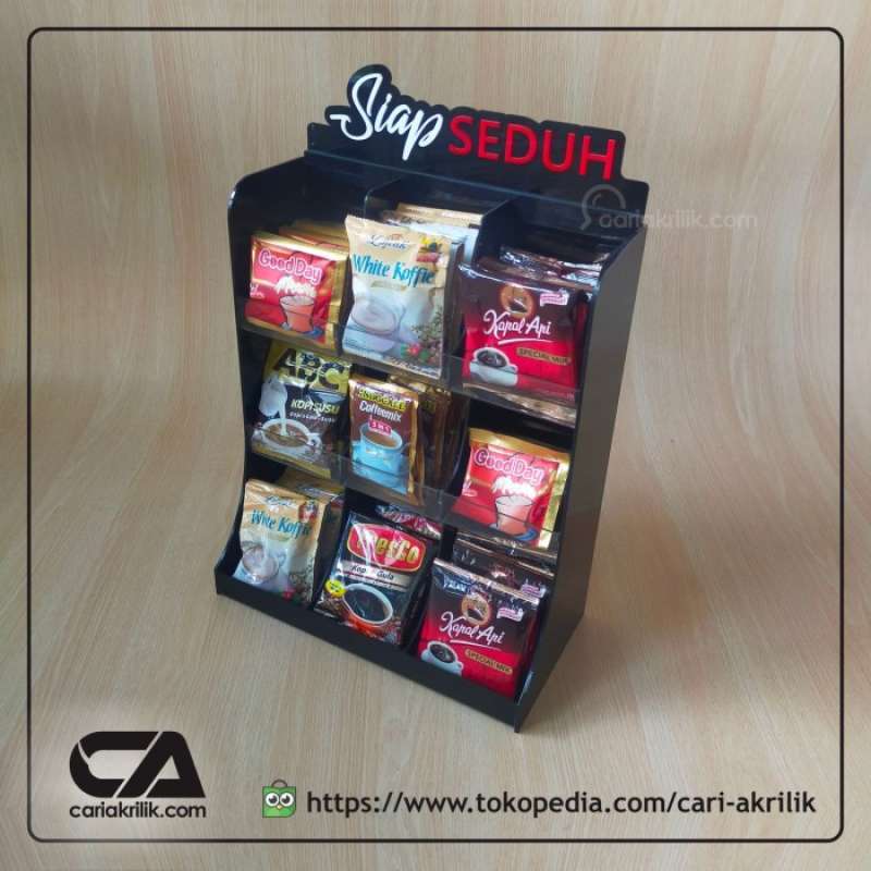 Jual Tempat Kopi / Display Siap Seduh / Rak Akrilik Kopi Instan Di ...