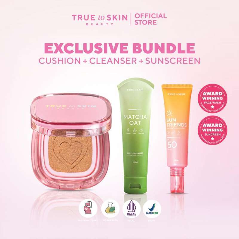 Jual True To Skin -special Bundle Cushion + Sunscreen + Matcha Oat ...