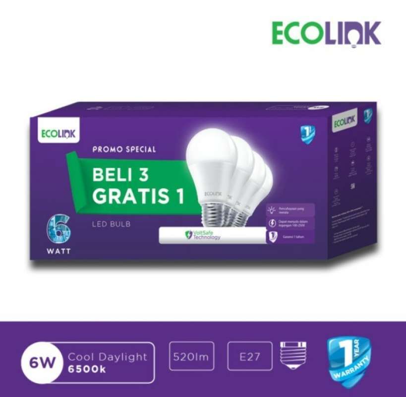 Promo Lampu Led Bulb Ecolink Pack Ecolink Paket 6 Watt 6 Watt