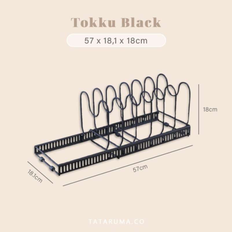 Jual Tokku - Rak Panci Dapur Adjustable Besi Multifungsi - Black Di ...