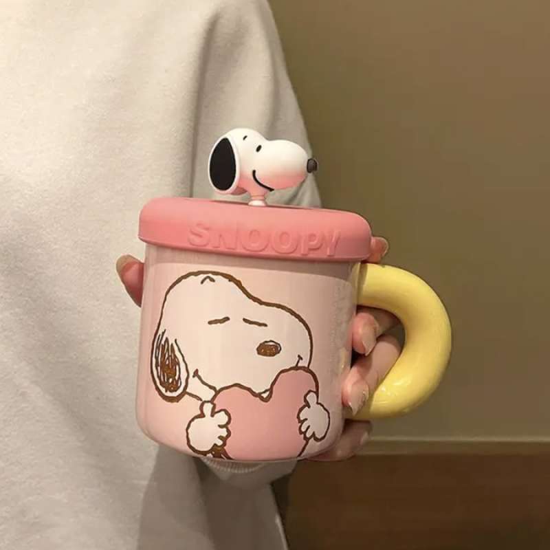 Jual Snoopy Peanut Mug Keramik Super Quality With Silicone Lid Snoopy ...