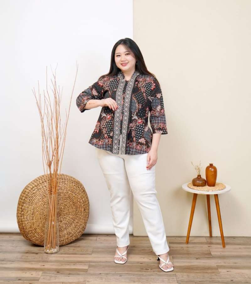 Promo Baju Blouse Batik Wanita Jumbo 473 Vol29 Atasan Kerja Big Size