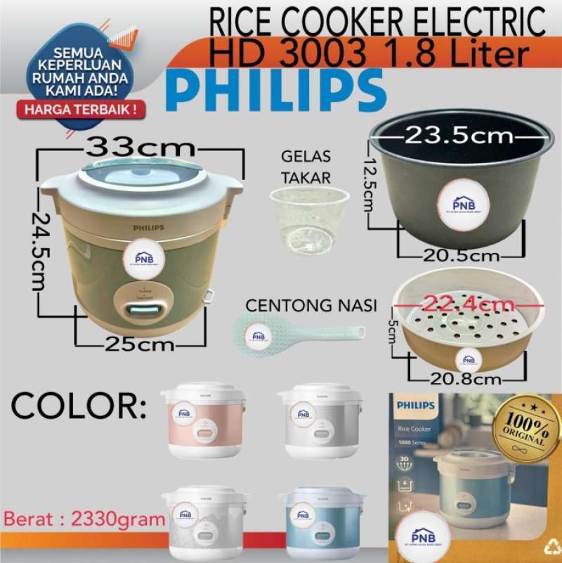Promo Philips Rice Cooker 1.8 Liter Hd 3003 /33 Hd3003/33 Diskon 23% Di ...