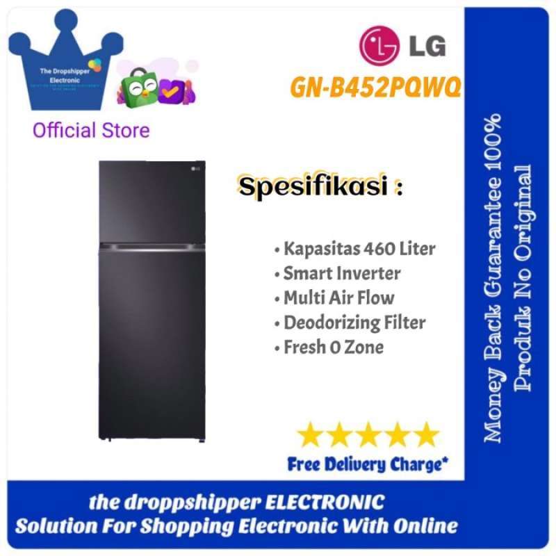 Promo Kulkas Smart Inverter Lg Gn-b452pqwq Lemari Es 2 Pintu Gnb452pqwq 460 Liter Diskon 23% Di ...