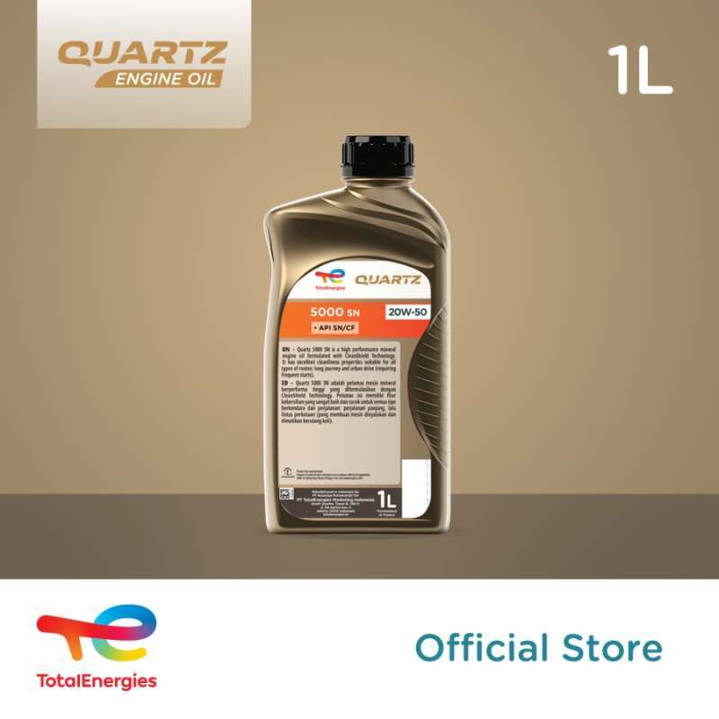 Jual Pelumas Oli Mesin Mobil Total Quartz 5000 Sae 20w-50 Api Sn Botol ...