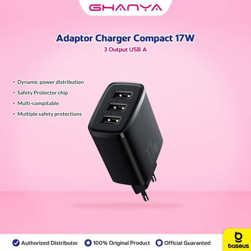 Promo Baseus Charger Adaptor Compact 17w 3.4a 3 Usb Port Kepala Adapter ...