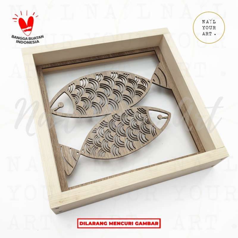 Promo Hiasan Dinding Frame Kayu - Japanese Fish - Wall Decoration ...