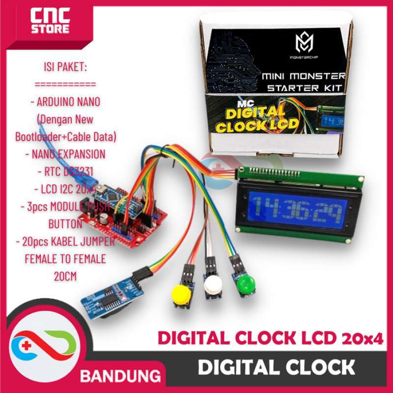 Promo Kit Digital Clock Lcd I2c Jam Digital Arduino Paket Lengkap ...
