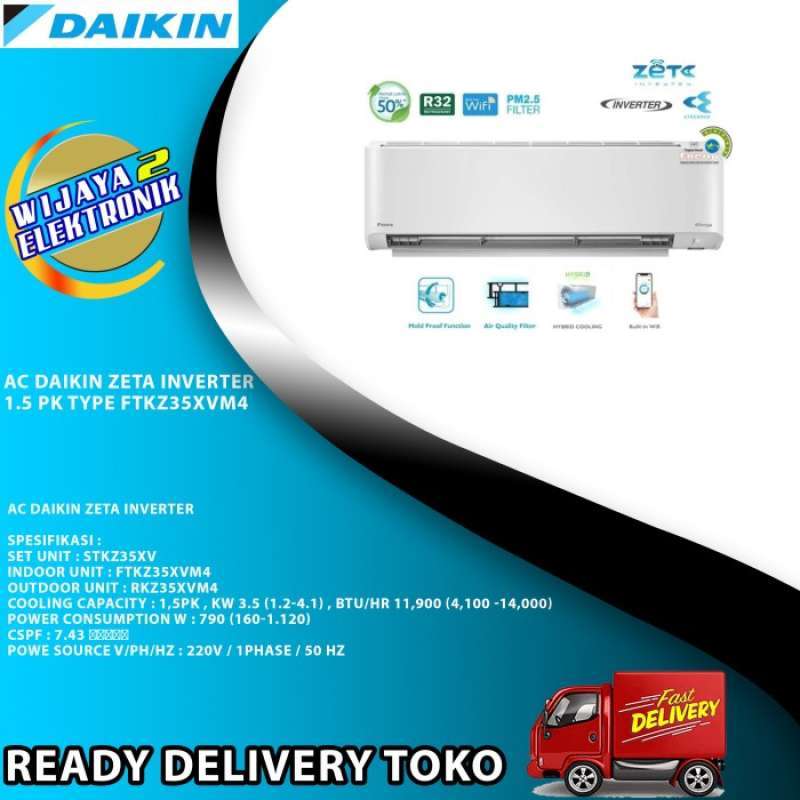 Promo Ac Daikin Zeta Inverter 1,5 Pk Ftkz35xvm4 Ftkz 35xvm4 Ftkz35 Xv ...
