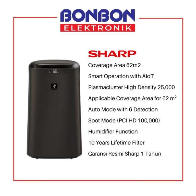 Promo Sharp Air Purifier + Humidifier Ki-l80y-t Coverage Area 62m Aiot ...