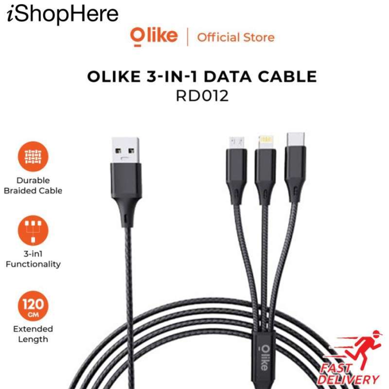 Jual Olike By Oppo Kabel Charger 3in1 Rd012 1.2m Lightning + Micro Usb ...