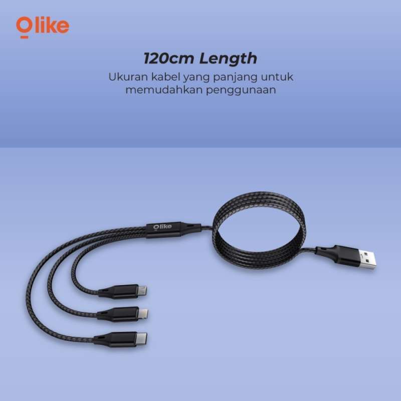 Jual Olike By Oppo Kabel Charger 3in1 Rd012 1.2m Lightning + Micro Usb ...