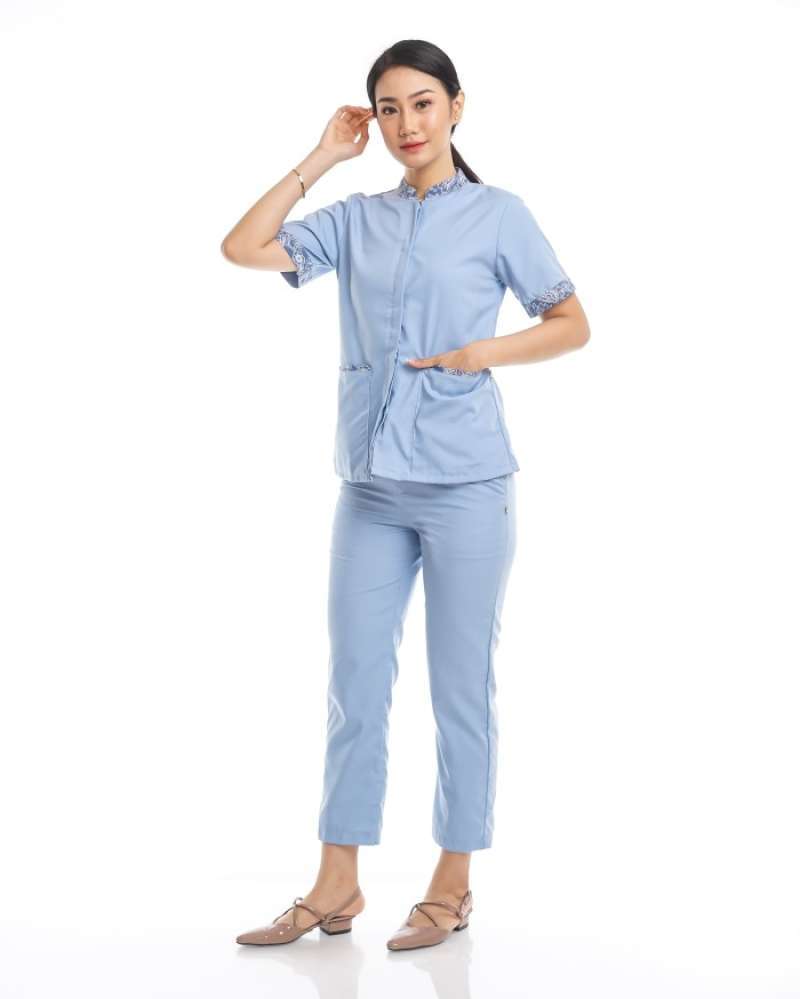 Jual Cora Set Sky Blue Baju Seragam Suster Art Nanny Babysitter Modern ...