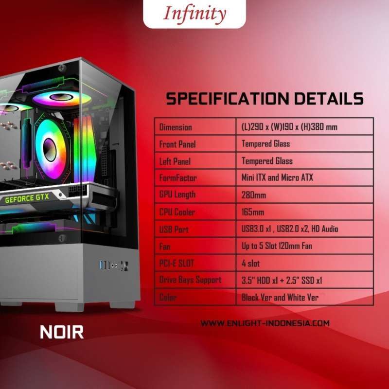 Jual Casing Infinity Noir Free 3 Fan - M Atx Gaming Case - Putih Di ...