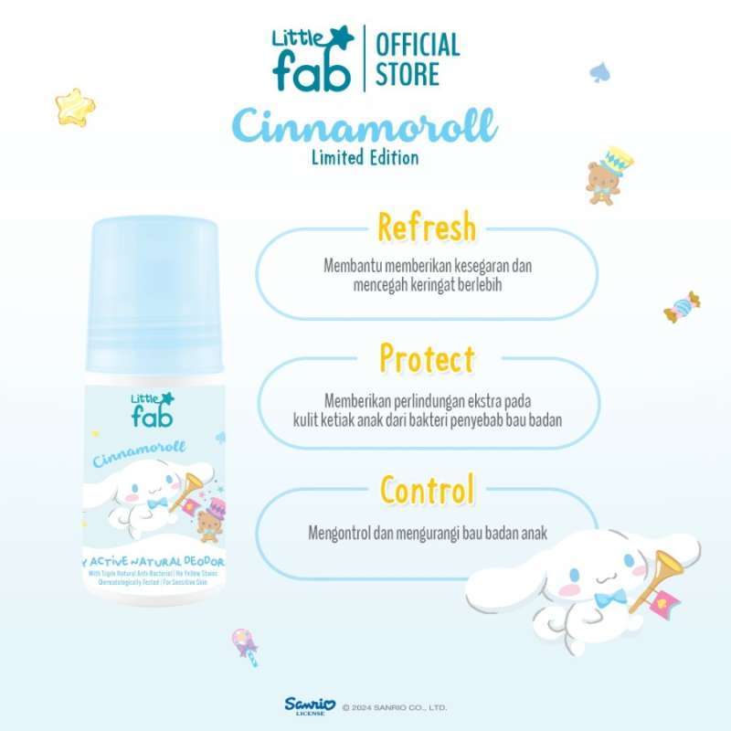 Jual Little Fab Kids Daily Active Natural Deodorant, Varian Kuromi Di ...