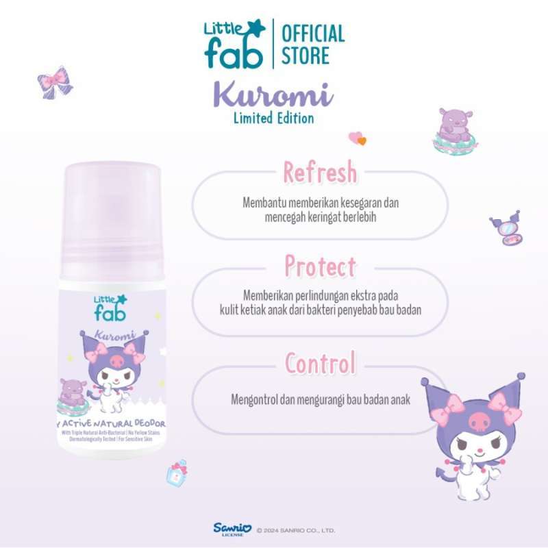 Jual Little Fab Kids Daily Active Natural Deodorant, Varian Kuromi Di ...