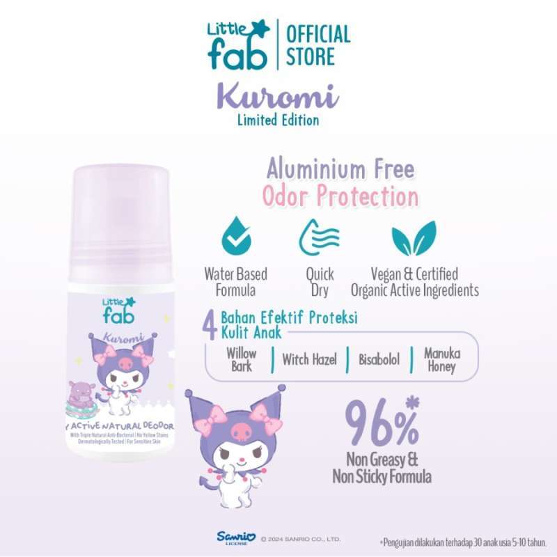 Jual Little Fab Kids Daily Active Natural Deodorant, Varian Kuromi Di ...
