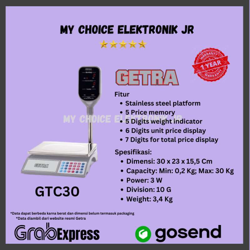 Jual Getra Digital Scale Gtc30 | Timbangan Digital Gtc 30 | Gtc-30 Di ...