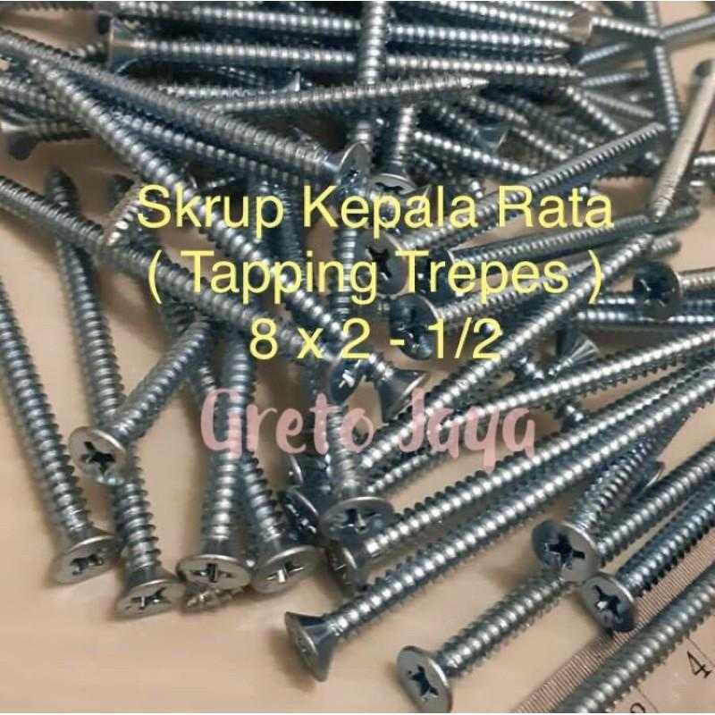 Jual ( 8x2-1/2 50bj ) Sekrup Trepes Skrup Aluminium 8x 2-1/2 Kepala ...