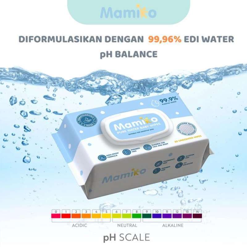 Jual Mamiko Wet Tissue Baby Wipes Pure Water Hand Mouth 50s (2 Pack ...