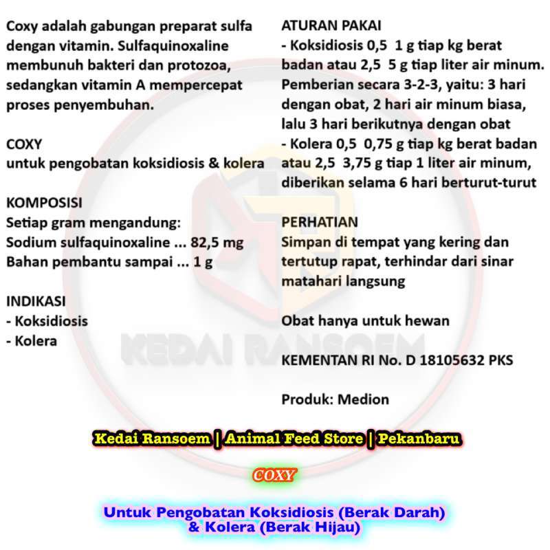 Jual Coxy 10 Gr | Untuk Pengobatan Koksidiosis Dan Kolera | Obat Koksi ...