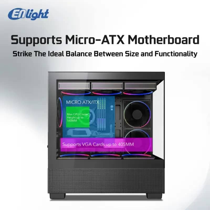 Jual Enlight En Z12 Mid-tower Tempered Glass Casing Incude 3 Fan Rgb Pc ...