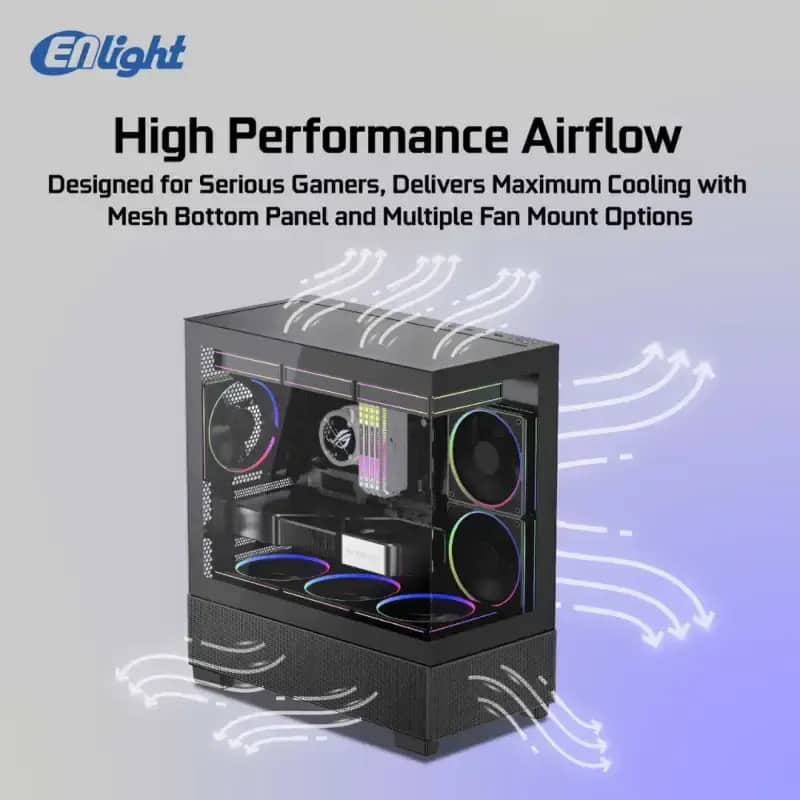 Jual Enlight En Z12 Mid-tower Tempered Glass Casing Incude 3 Fan Rgb Pc ...