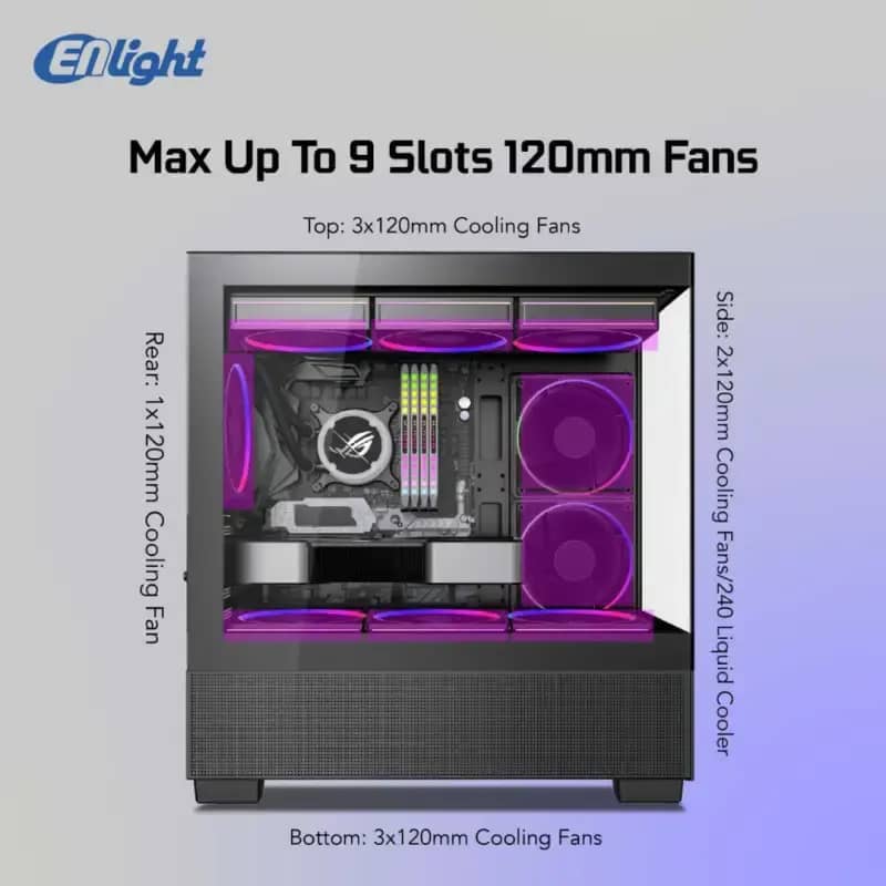 Jual Enlight En Z12 Mid-tower Tempered Glass Casing Incude 3 Fan Rgb Pc ...