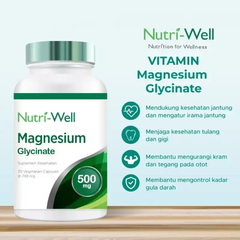 Jual Nutriwell Usa Magnesium Glycinate 500mg 30 Capsules Improve Sleep ...