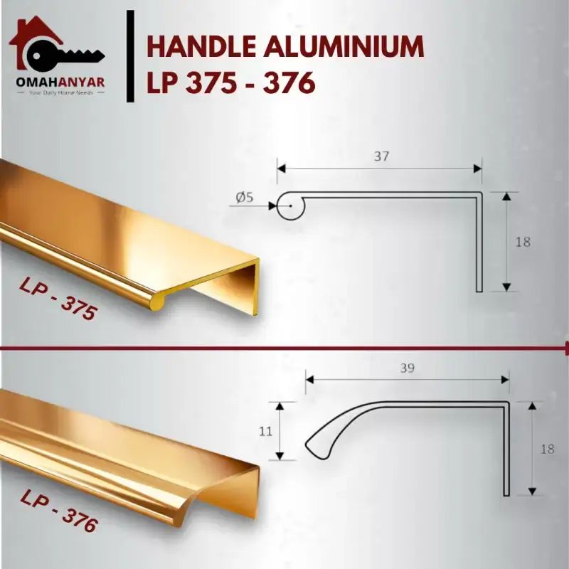 Jual 1 Ikat Frame Aluminium Handle Lemari Sliding Huben Lp-375,376 ...
