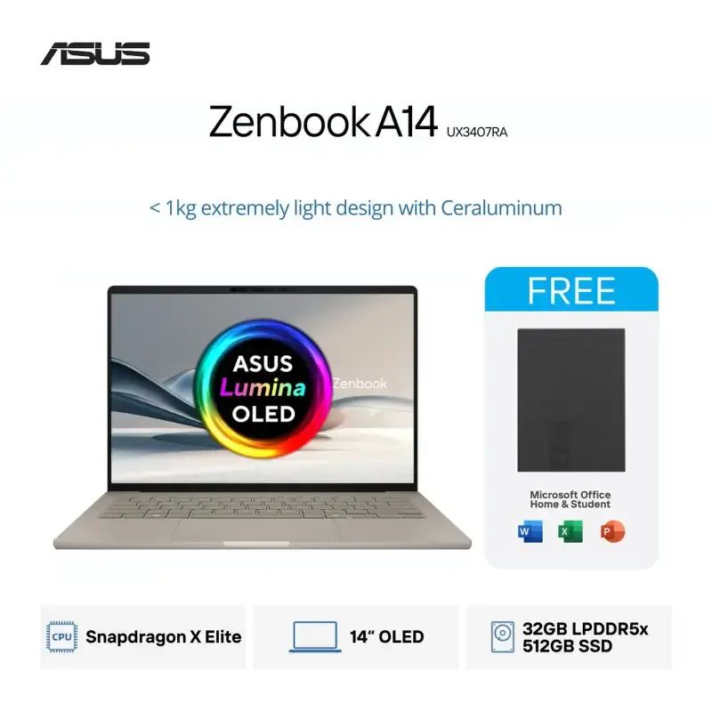 Jual Asus Zenbook A14 Oled | Ux3407ra-oledh351m | Snapdragon X Elite ...
