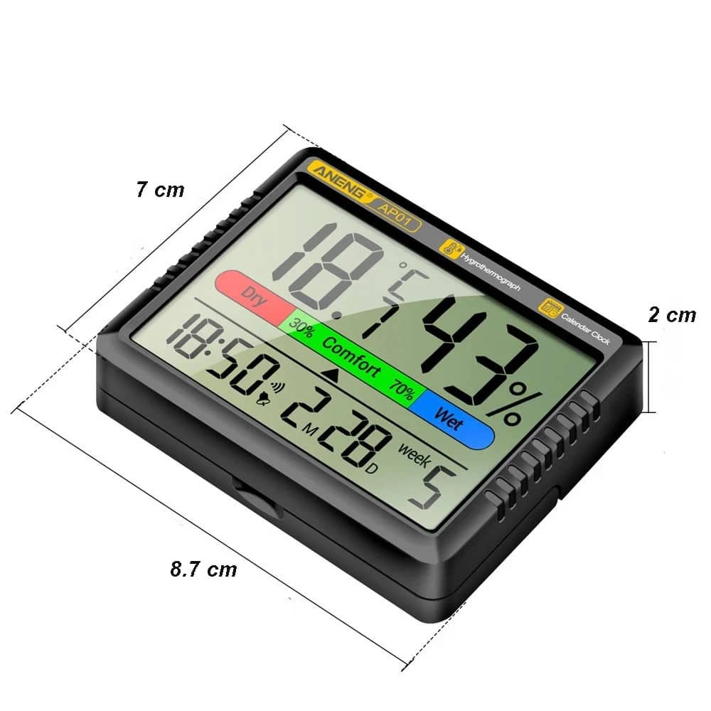 Jual Termometer Pengukur Suhu Kelembapan Ruangan Aneng Hygrometer Clock ...