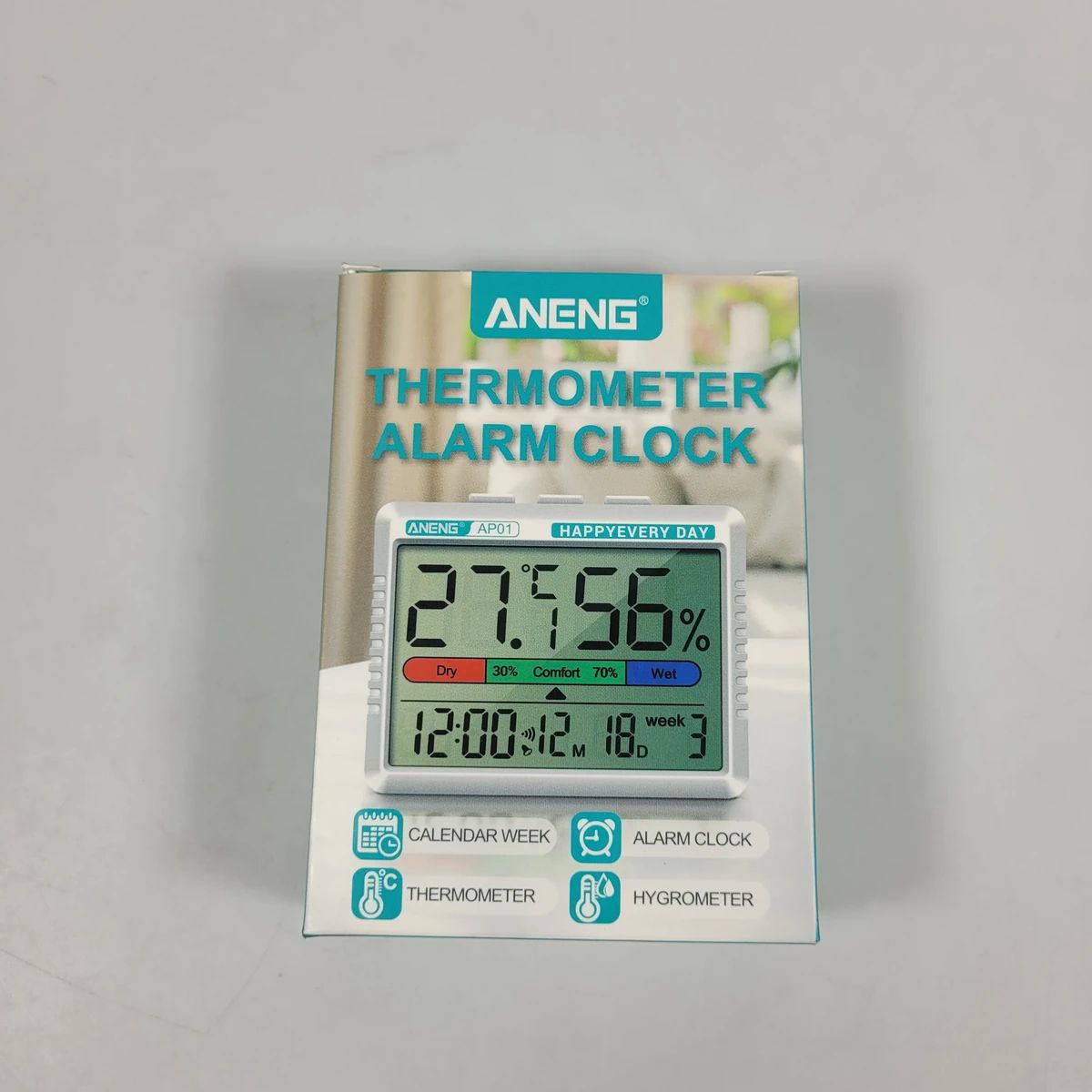 Jual Termometer Pengukur Suhu Kelembapan Ruangan Aneng Hygrometer Clock ...