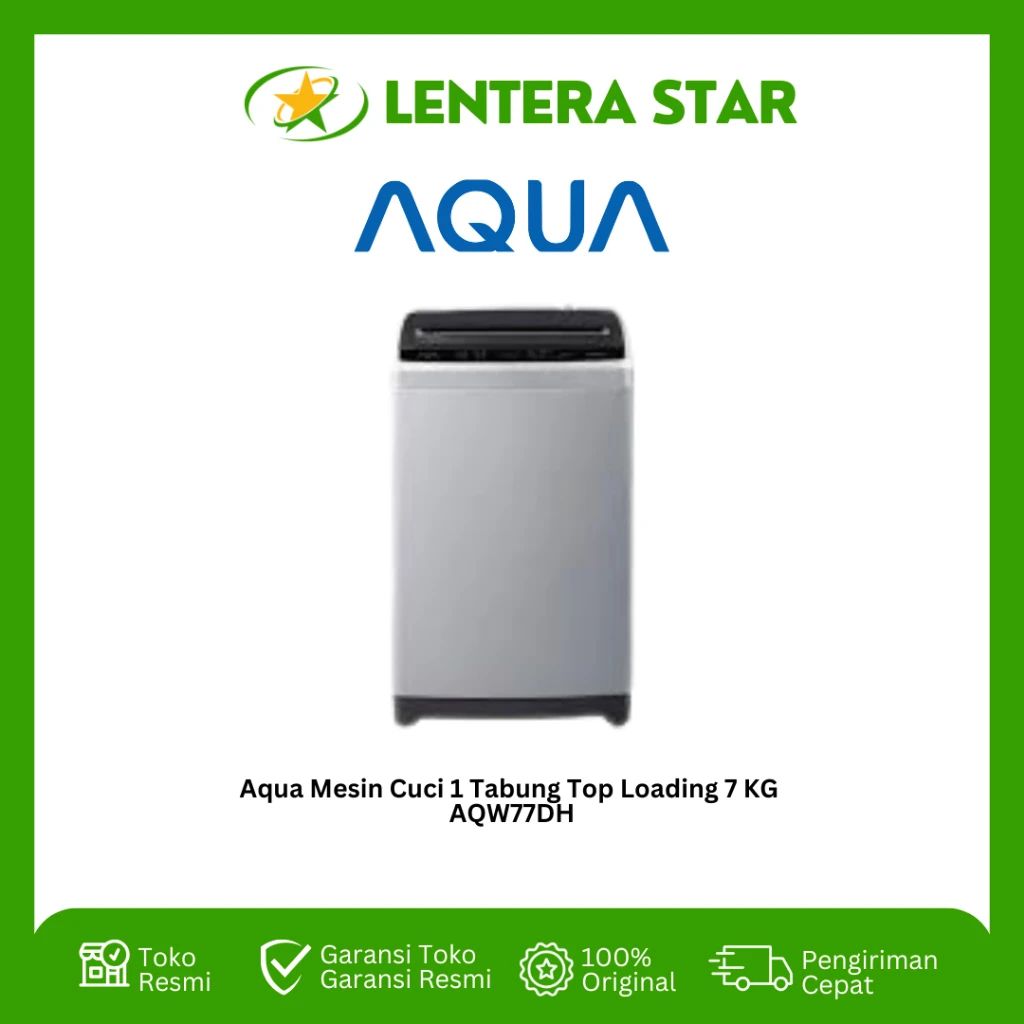 Jual Aqua Mesin Cuci 1 Tabung Top Loading 7 Kg Aqw77dh Aqw 77 Dh Black ...
