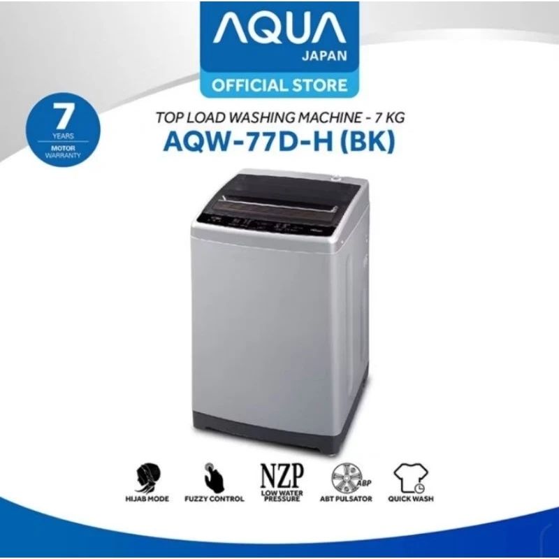 Jual Aqua Mesin Cuci 1 Tabung Top Loading 7 Kg Aqw77dh Aqw 77 Dh Black ...
