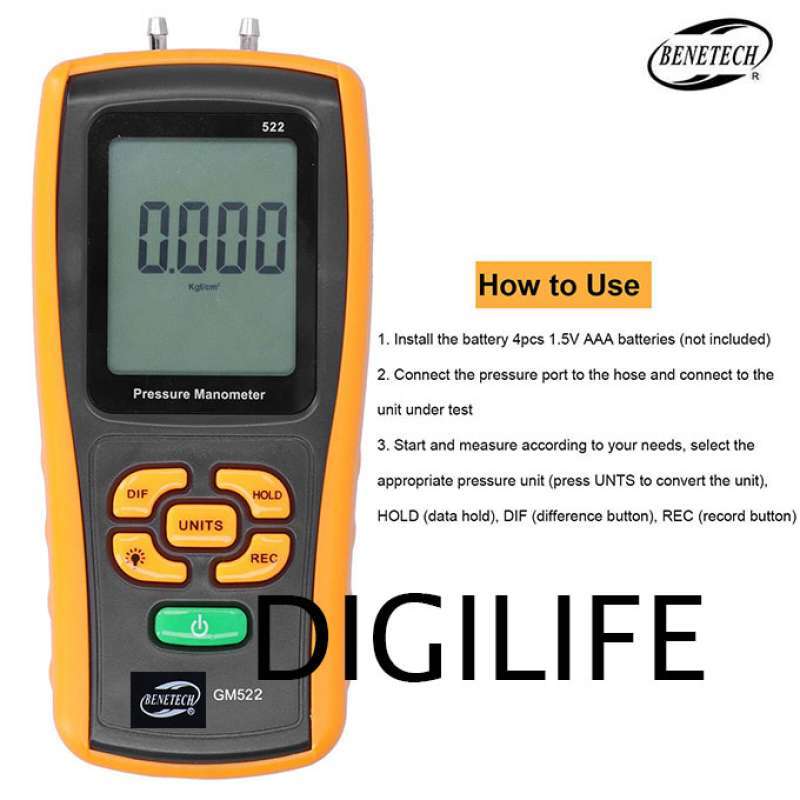 Jual Manometer Benetech Gm522 Air Pressure Gauge Gm 522 Differential ...