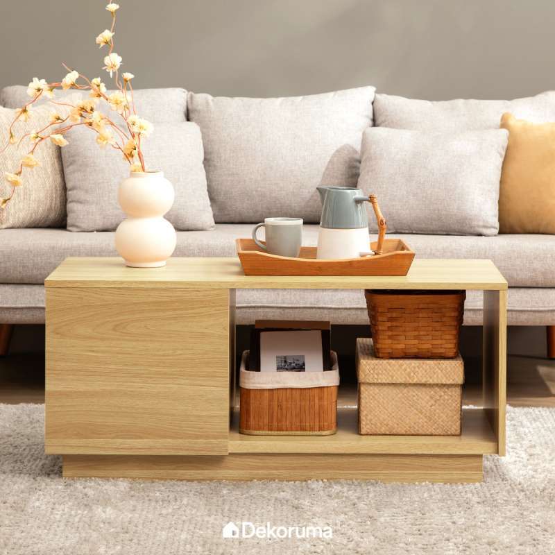 Promo Dekoruma Moku Coffee Table Meja Tamu Minimalis Dengan Rak Susun ...