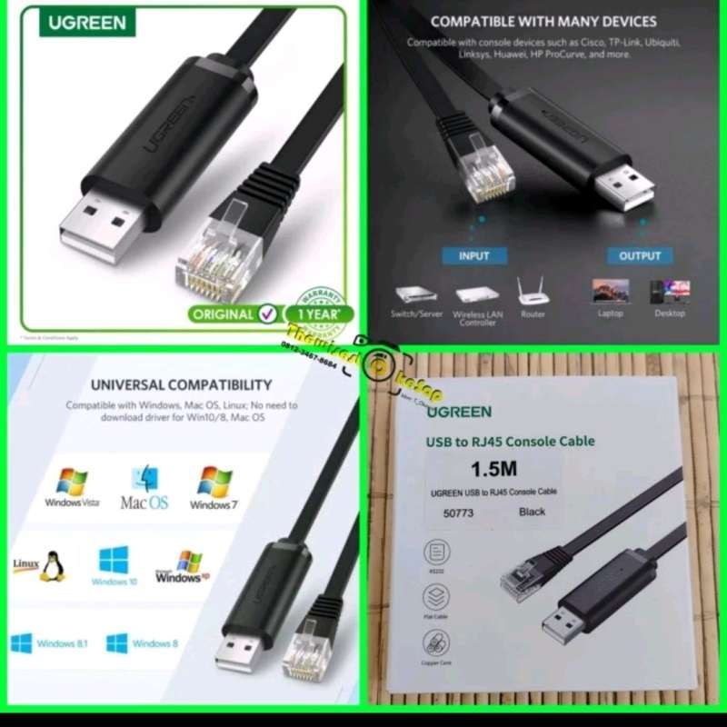 Jual Kabel UGREEN USB to LAN RJ45 Ethernet to USB A Console CM204 50773 ...
