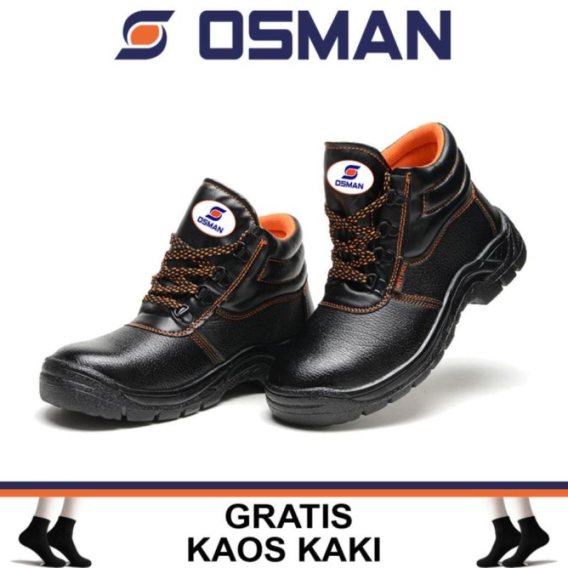Promo OSMAN SEPATU SAFETY SHOES MID CUT BLACK SEPATU KERJA UJUNG BESI ...