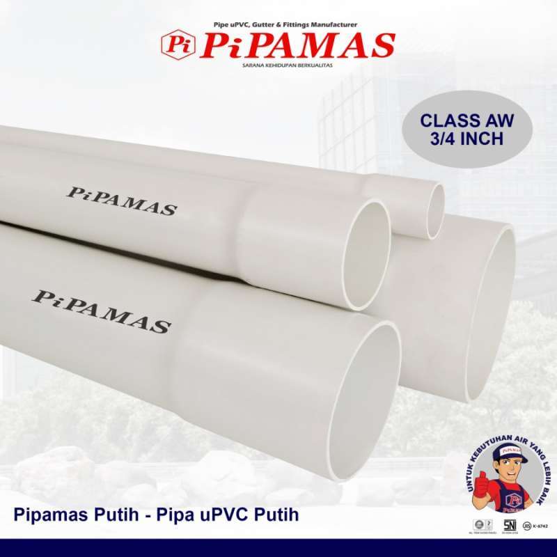 Jual Pipa PVC Putih AW 3/4 inch Pipamas Putih uPVC di Seller Pipamas ...