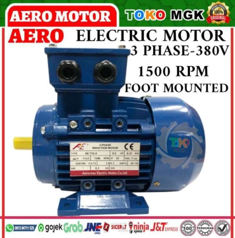 Promo ELECTRIC MOTOR 0.75KW 1HP 4P 1500RPM 3PHASE 80-4 B3 AERO Diskon 23% di Seller Alice ...