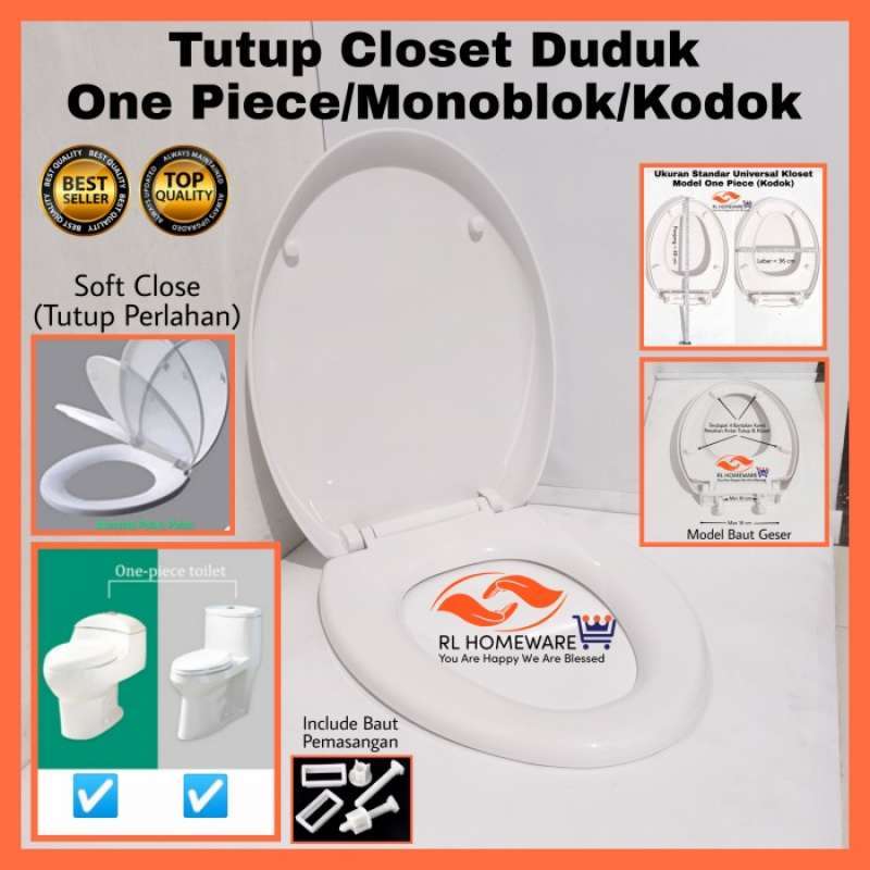 Promo Tutup Closet Duduk Soft Close Closing One Piece Monoblok Kodok ...