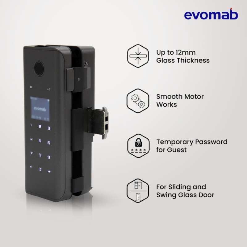 Jual Kunci Pintu Kaca Fingerprint Smart Door Rim Lock Evomab Edlk-gl1 ...