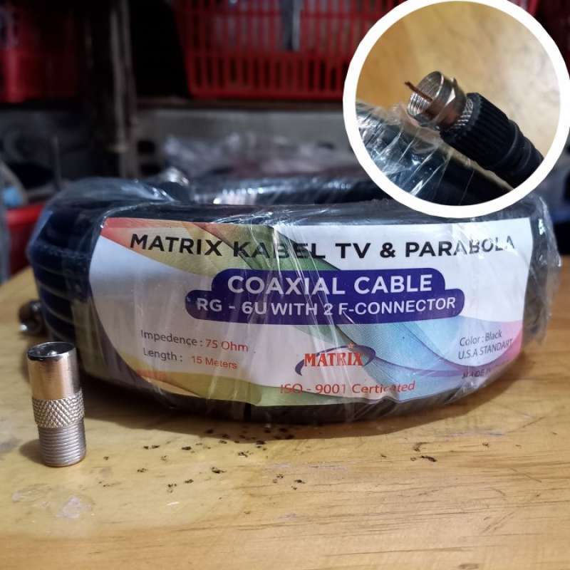 Promo Matrix Kabel Antena Tv Dan Parabola Coaxial Cable Rg 6u 2f Connector Diskon 33% Di Seller ...