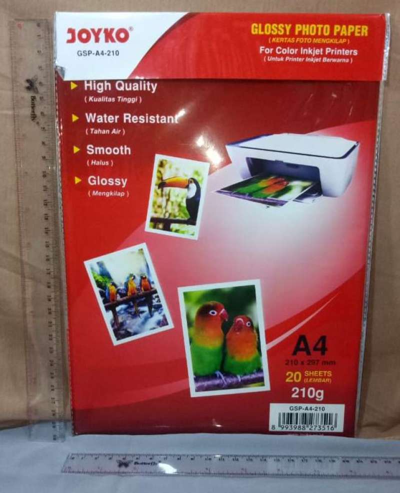 Jual Kertas Foto Glossy Photo Paper Joyko A4 210gr 20 Lembar Ready ...