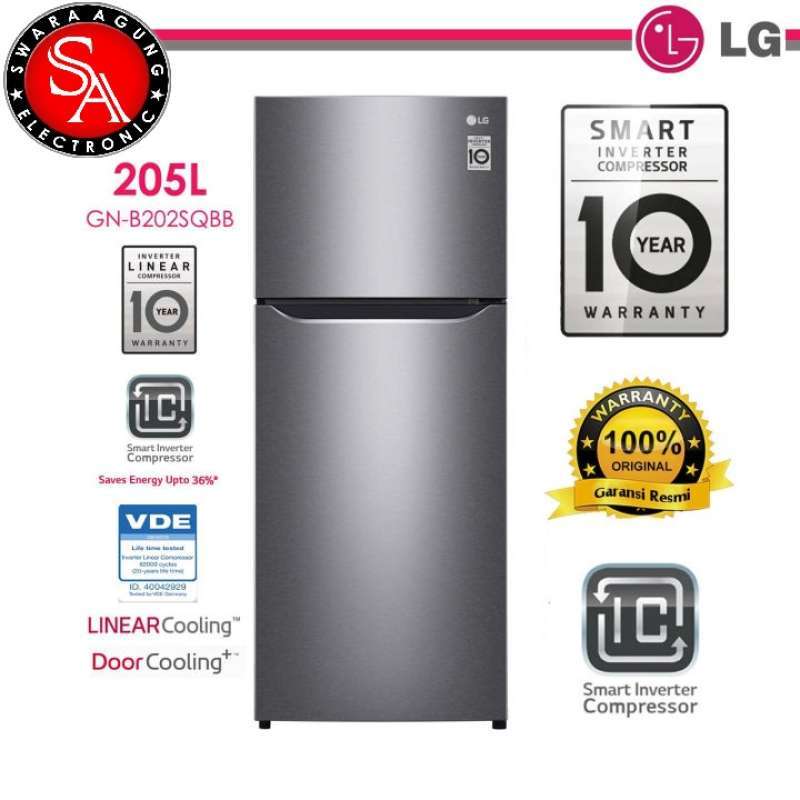 Promo [garansi Resmi] Lg Gn-b202sqib Kulkas 2 Pintu Smart Inverter Compressor 202l (khusus Medan ...