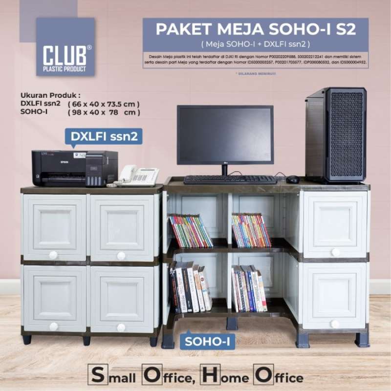 Promo CLUB PAKET MEJA KANTOR SOHO-1 S2/ LEMARI CABINET + MEJA KANTOR PLASTIK Diskon 23% di ...