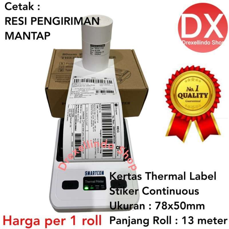 Jual Kertas Thermal Label Stiker Continuous 78x50mm 13 Meter Di Seller ...