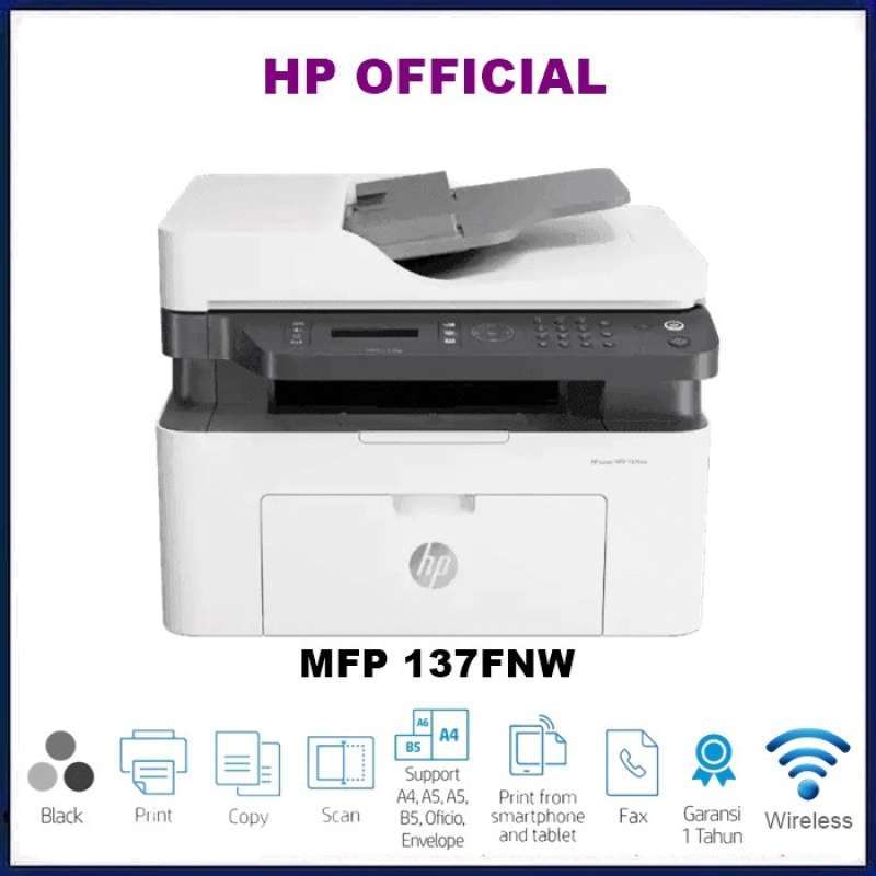 Jual Hp Laserjet Mfp 137fnw Printer Wireless All In One Laser Jet 137 ...