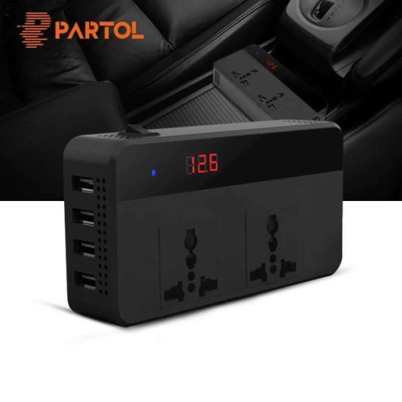 Promo CHARGER MOBIL POWER INVERTER DC 12V OUTPUT AC 220V 200W + 4 USB ...